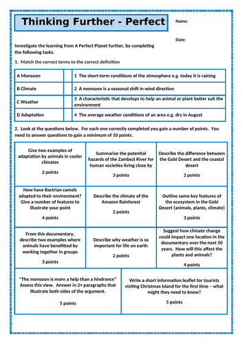 Perfect Planet - Weather | Teaching Resources