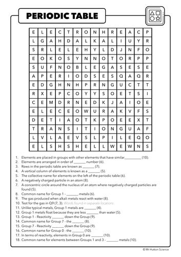 Atomic Structure & Periodic Table Revision Word Search | Teaching Resources
