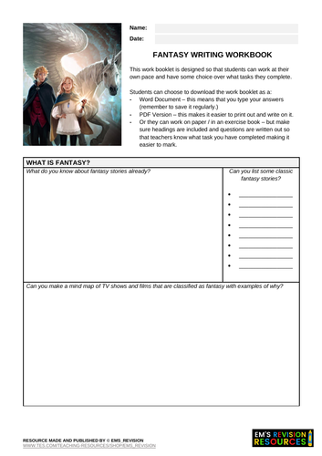 ENG | Fantasy Writing Work Booklet | Teaching Resources