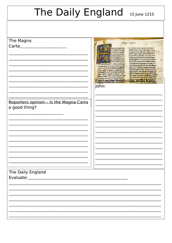 King John and the Magna Carta: Work from home booklet | Teaching Resources