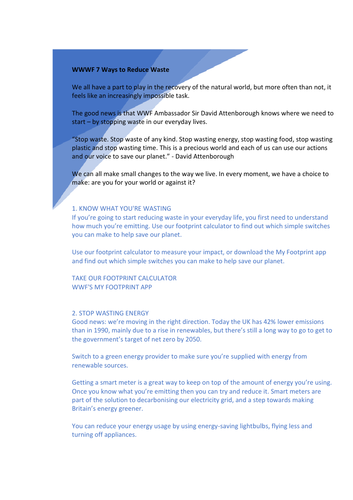 Edexcel Functional Skills in English: Level 1 Unit - Climate Change ...