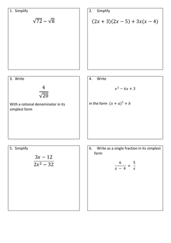 National 5 Non Calculator Revision | Teaching Resources