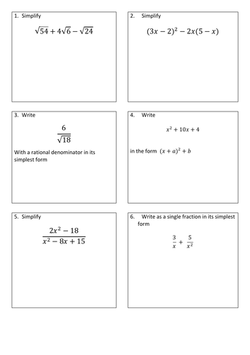 National 5 Non Calculator Revision | Teaching Resources