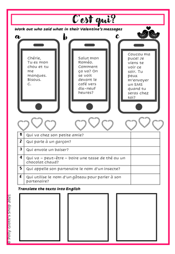 French Valentine's Day Year 9 La Saint Valentin | Teaching Resources