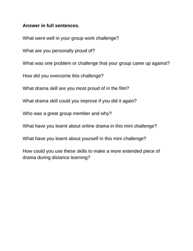 Online Drama! Intro to filming as a group! | Teaching Resources