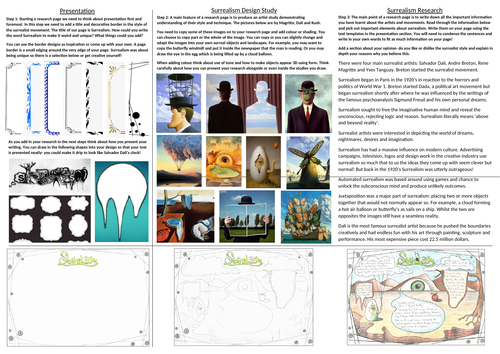 Surrealism Research Worksheet | Teaching Resources