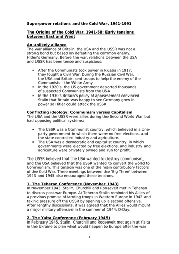 Introduction to the Cold War - GCSE History | Teaching Resources
