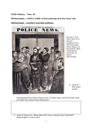 GCSE History - Whitechapel: Murders and Bad Mothers | Teaching Resources