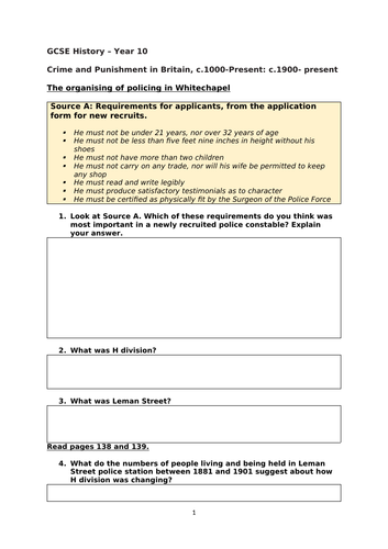 Edexcel GCSE History - The Organisation of Policing and the Met Police ...