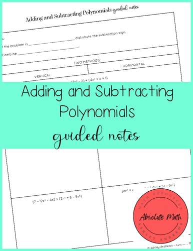 Adding and Subtracting Polynomials Notes | Teaching Resources