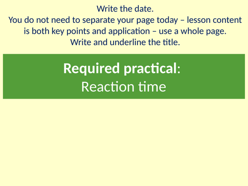 AQA. GCSE. Biology. Homeostasis. 3. Reaction time required practical ...