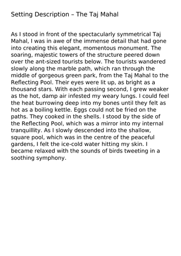 Year 4 Setting Description | Teaching Resources