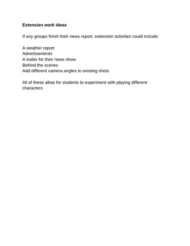 Online Drama! News Report Group Project! | Teaching Resources