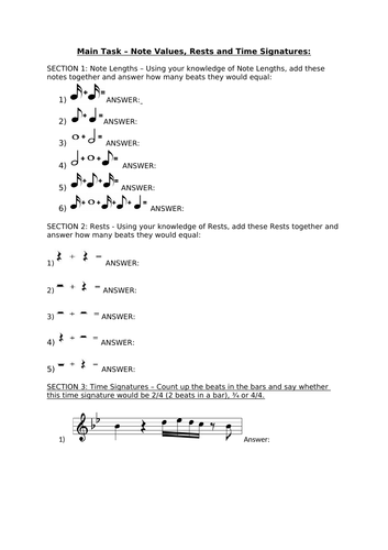 Rhythms, Rests and Time Signatures - Distance Learning - Music Theory ...