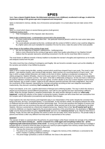 Spies by Michael Frayn A* AQA notes | Teaching Resources