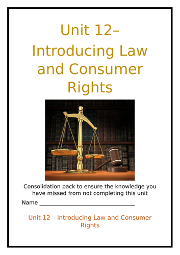 Unit 12 - Introducing Law and Consumer Rights wordbook | Teaching Resources
