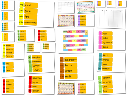 Year 3 and Year 4 (KS2) SPAG: Prefix and word matching card activity ...