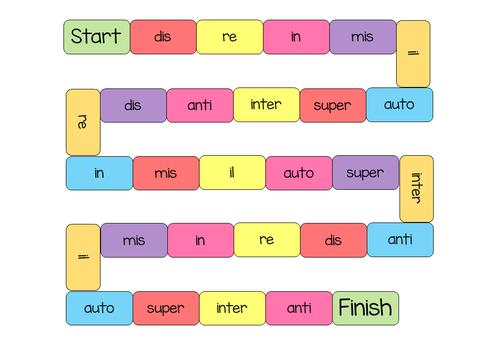 Year 3 and Year 4 (KS2) SPAG: Prefix and word matching card activity ...