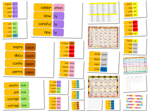 Year 3 and Year 4 (KS2) Spelling/Grammar: Suffix and word matching card ...