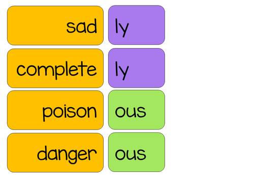 Year 3 and Year 4 (KS2) Spelling/Grammar: Suffix and word matching card ...