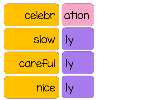Year 3 and Year 4 (KS2) Spelling/Grammar: Suffix and word matching card ...
