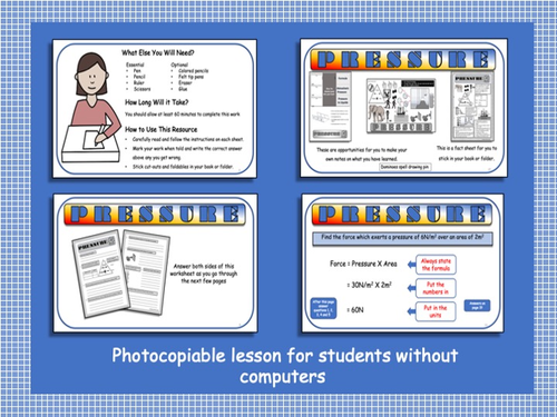 Forces - Pressure - Distance Learning and Homeschool for KS3 | Teaching ...