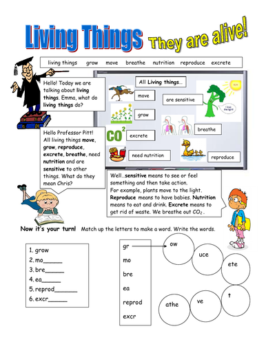 Living Things! Characteristics of Living Things | Teaching Resources