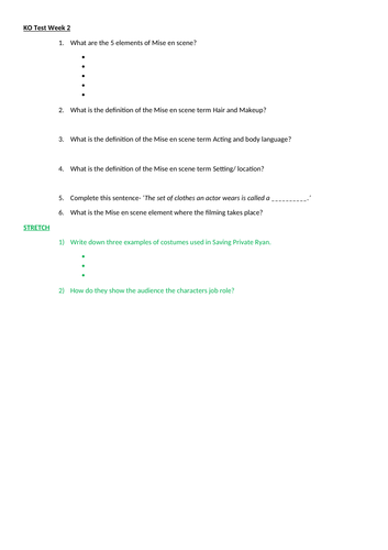 Mise En Scene SOW - Media Studies Film Studies | Teaching Resources