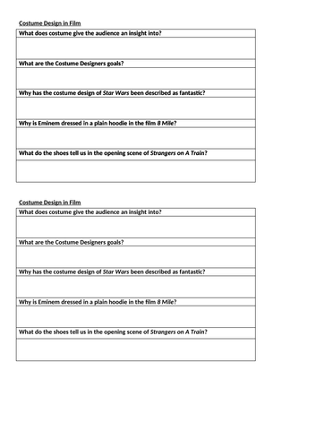 Mise En Scene SOW - Media Studies Film Studies | Teaching Resources