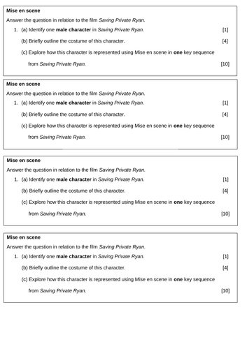 Mise En Scene SOW - Media Studies Film Studies | Teaching Resources