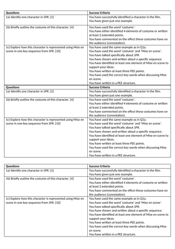 Mise En Scene SOW - Media Studies Film Studies | Teaching Resources