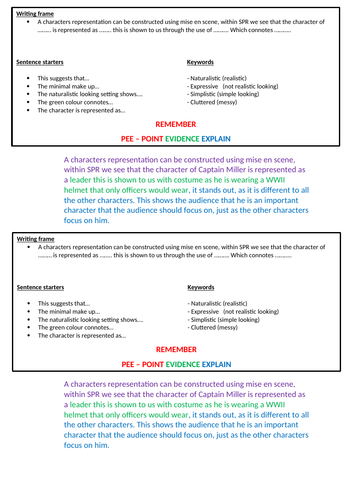 Mise En Scene SOW - Media Studies Film Studies | Teaching Resources