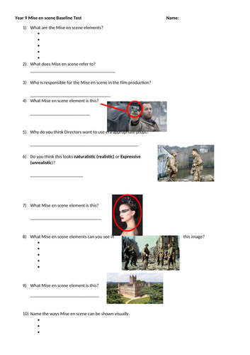 Mise En Scene SOW - Media Studies Film Studies | Teaching Resources