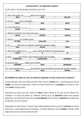 French School Rules / les règles scolaires | Teaching Resources