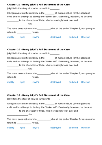 GCSE English - Study of Jekyll and Hyde | Teaching Resources