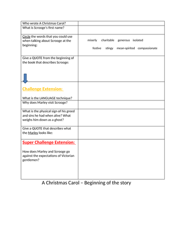 KS3 English Study - A Christmas Carol | Teaching Resources
