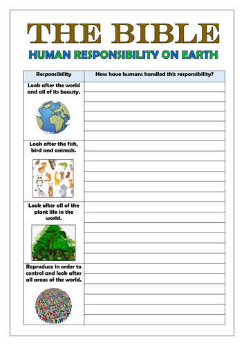 The Bible - Human Responsibility! | Teaching Resources