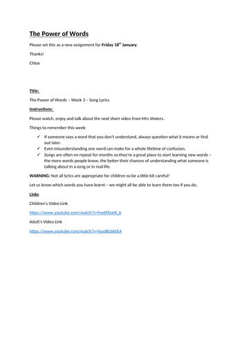 The Power of Words | Teaching Resources