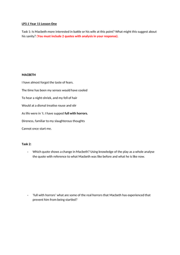 Macbeth Act 5 The ending. | Teaching Resources