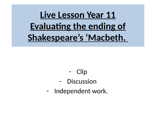 Macbeth Act 5 The ending. | Teaching Resources