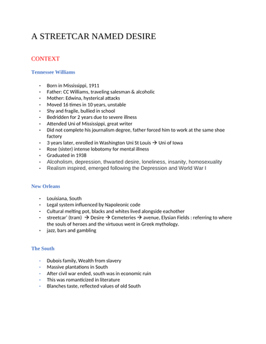 A STREETCAR NAMED DESIRE FULL REVISION PACK A LEVEL ENGLISH LITERATURE ...
