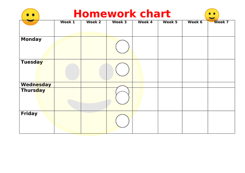 Homework Chart | Teaching Resources