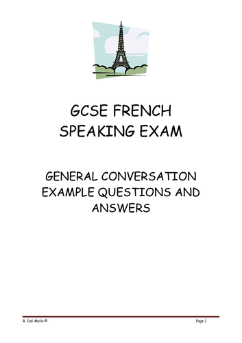 GCSE French speaking exam example questions and model answers with ...