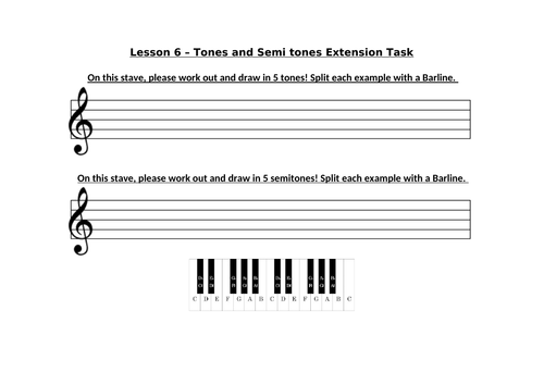 Tones and Semitones - Distance Learning - Music Theory | Teaching Resources