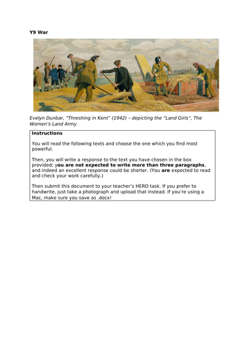 Unit of War Poetry poetry - remote teaching | Teaching Resources