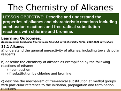 Organic Chemistry #4: The Chemistry of Alkanes (Slides and Student Led ...