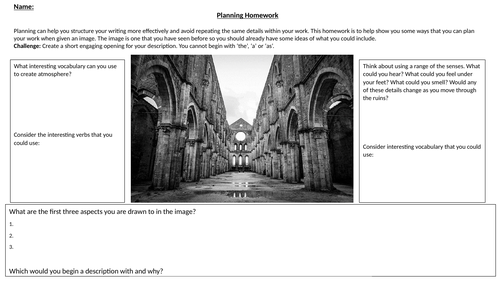 Gothic Homework Tasks | Teaching Resources