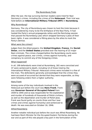 KS3 History: The Nuremburg Trials | Teaching Resources