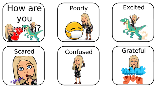 Emotions cards bitmoji editable | Teaching Resources