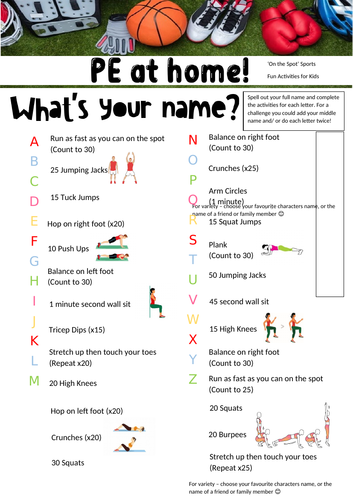 Teach at home - Fun PE Worksheets | Teaching Resources